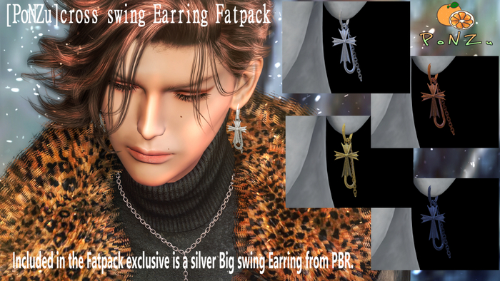 Second Life Marketplace - [PoNZu]cross swing Earring Fatpack